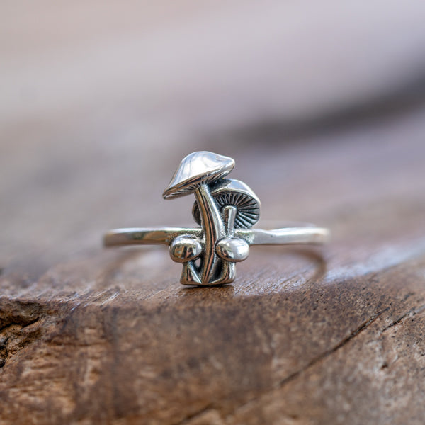 Silver mushroom ring store