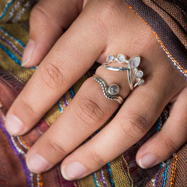 Cyan Moonstone Ring - Voodoo Jewellery